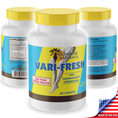 Sunshine Naturals Vari Fresh Varicose Veins 60 Caplets Made in the USA ...