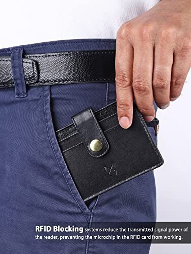 Men's Slim Minimalist Key Leather Card Holder Wallet RFID Blocking ...