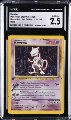 1999 POKEMON FRENCH BASE SET - 1ST ED - HOLO #10/102 MEWTWO CGC 2.5 | eBay