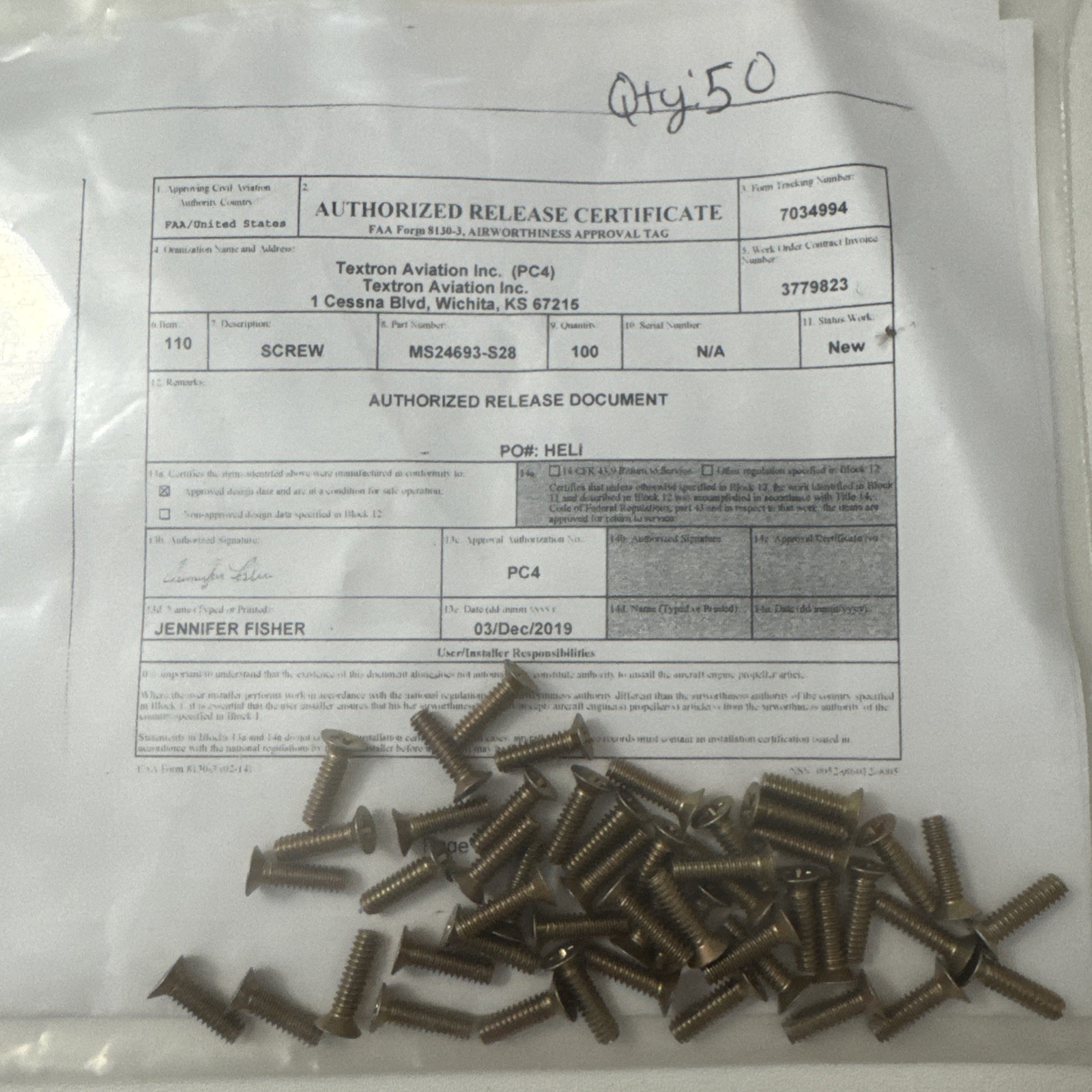 MS24693-S28 Screw New ( Pack of 50) | eBay