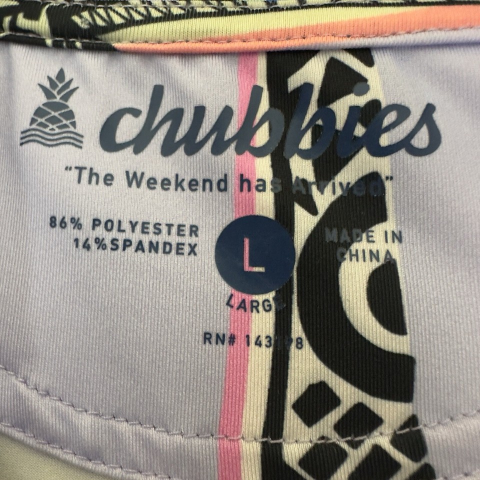 Chubbies Polo Shirt Mens L Purple Palm Tree Performance Golf Preppy ...