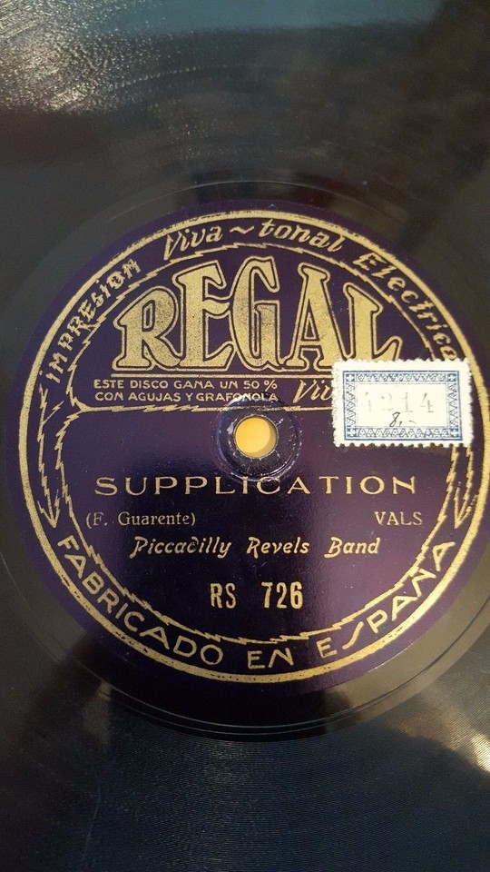 JAZZ 78 rpm RECORD Regal PICCADILLY REVELS BAND Supplication / Dancing ...