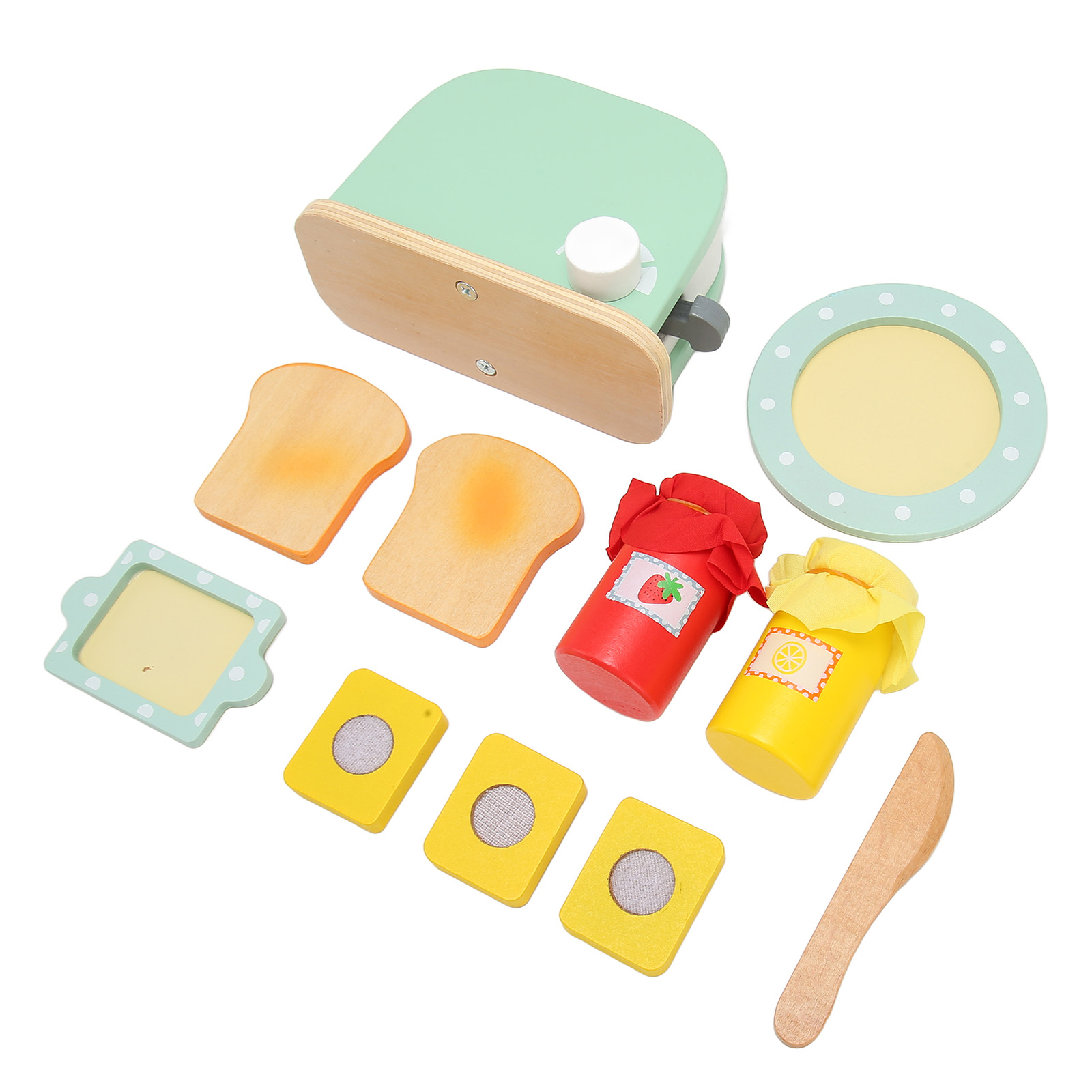 Toaster Toy Set Solidwood Round Edges Hand Eye Coordination Kids ...