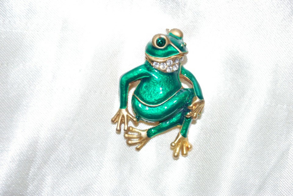 Diva Crystal Frog Pin Lily Pad Pond Froggy St.Paddy Ribbit Toad Free ...