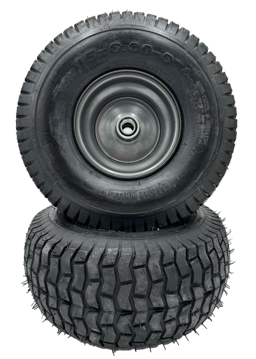 Set of 2 - 15x6.00-6 Lawn Mower Wheel - 3/4 Inch Axle, 3 Inch Centered ...
