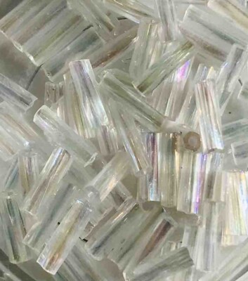 Glass Bugle Beads Clear AB Luster. 7oz | eBay