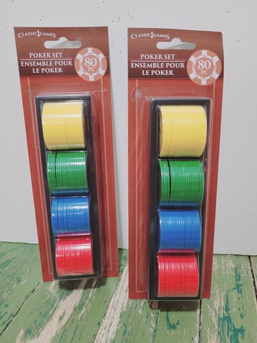 New 2 Packs 160 Piece Poker Chip Sets - 4 Colors 80 Chips in Each ...