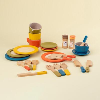 Wooden Toy Plates Dishes Role Play Educational Montessori for Girls ...