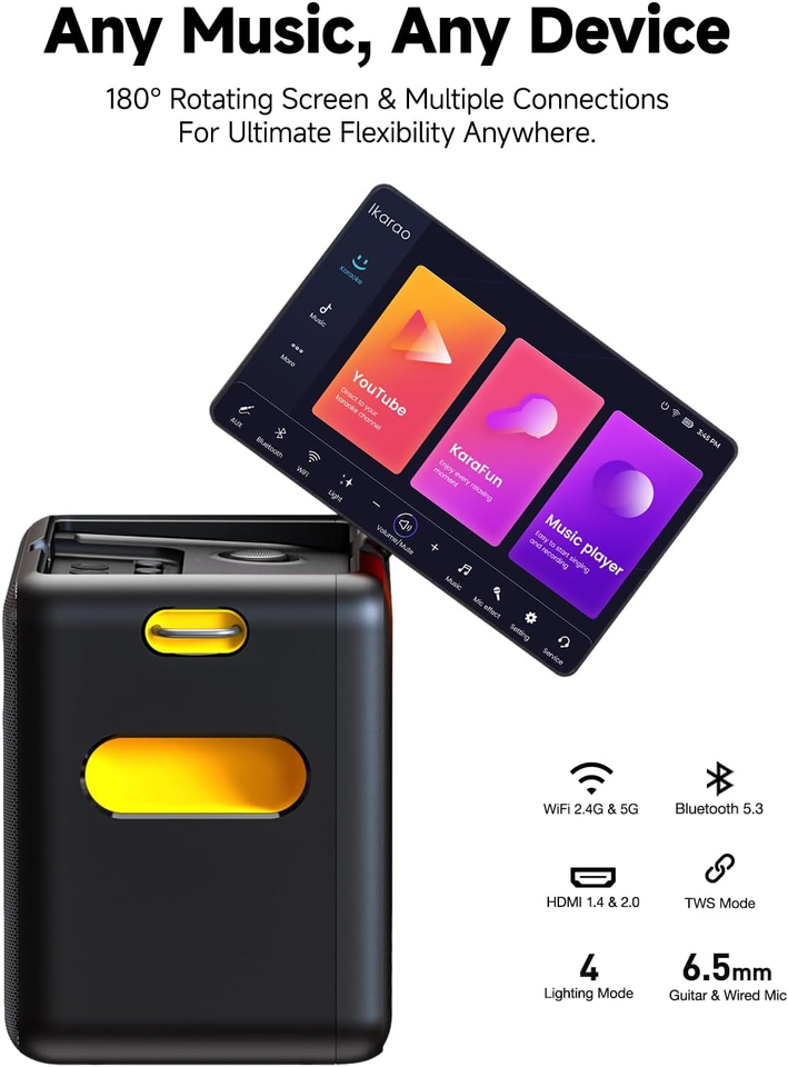 2024 Smart Karaoke Machine for Adults - with Lyrics Display, 64GB ...