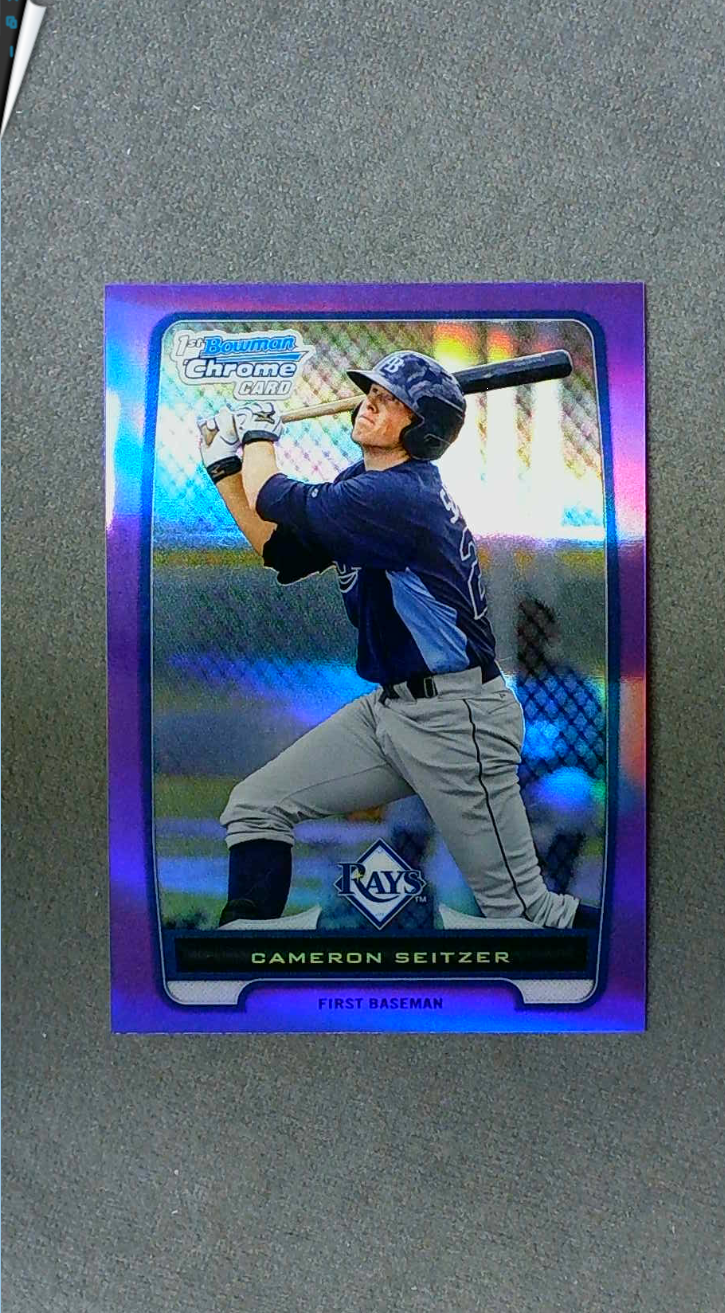 2012 Bowman Chrome Prospect Purple Refractor #157 Cameron Seitzer Rays ...
