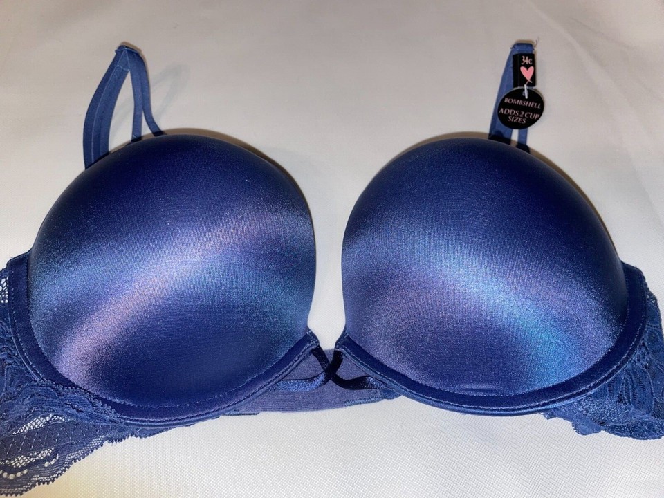 VICTORIA SECRET BOMBSHELL BRA ADD 2 CUP PLUNGE Super Push UP NEW Shine ...