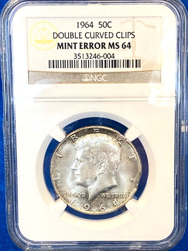 1964 Kennedy 50C Silver Double Curved Clips Half Dollar NGC Mint ERROR ...