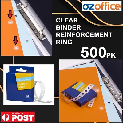 500 x Reinforcement Ring - Clear Adhesive Binder Rings 13mm Repair ...
