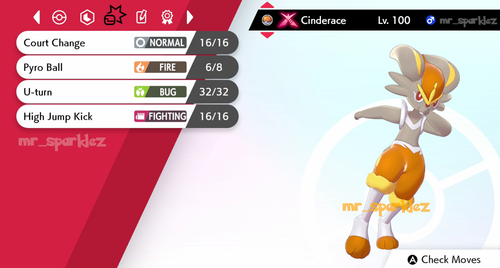 SHINY GMAX CINDERACE 6IV HIDDEN ABILITY ISLE OF ARMOR Pokemon Sword ...