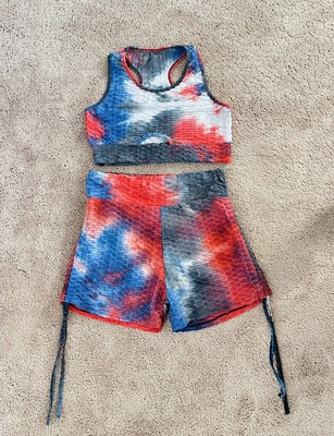 AQ Sport Tie Dye 2 Piece Shorts And Top Set Ruched Size M | eBay