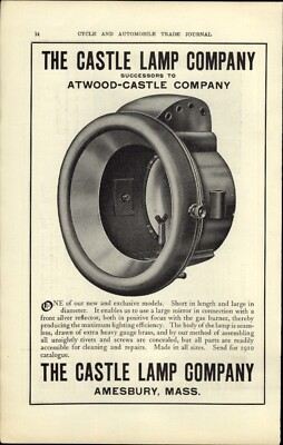 1910 PAPER AD CAR AUTO Castle Lamp Co Light Headlight Searchlight ...