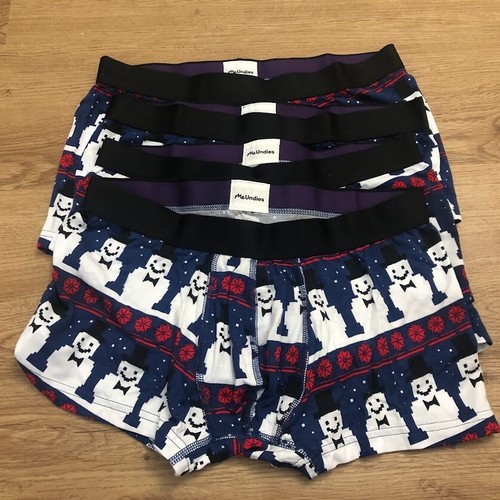 NEW Lot of 4 Meundies Blue Red White Snowman Underwear Trunks Boxers ...