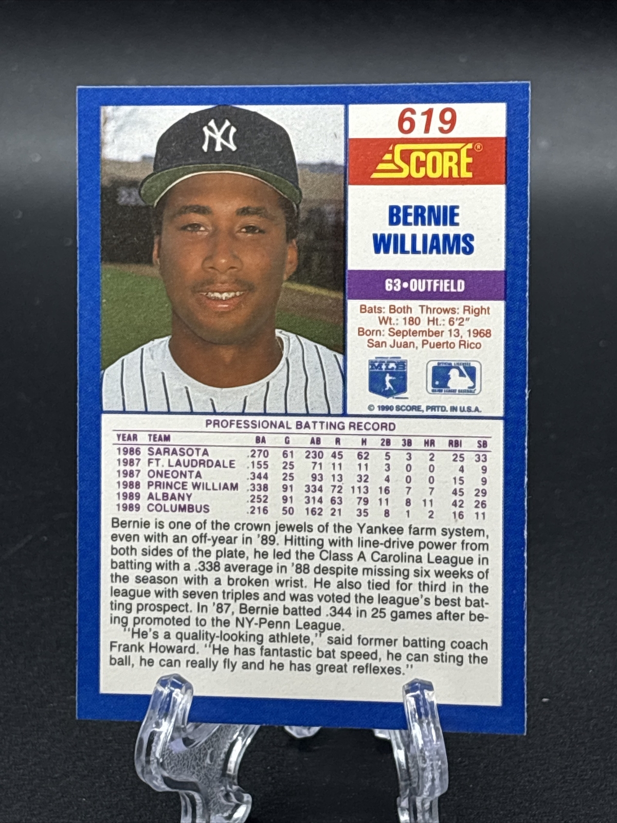 1990 Score Bernie Williams Rookie Card R27262 | eBay