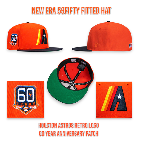 New Era Houston Astros 59FIFTY Hat Retro Logo 60 Year Anniversary Patch ...