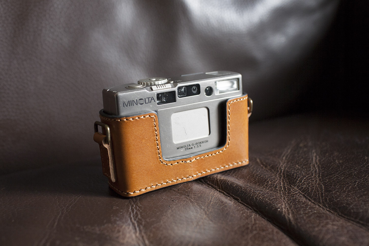 Handmade Genuine Real Leather Half Camera Case Bag Cover for MINOLTA TC ...