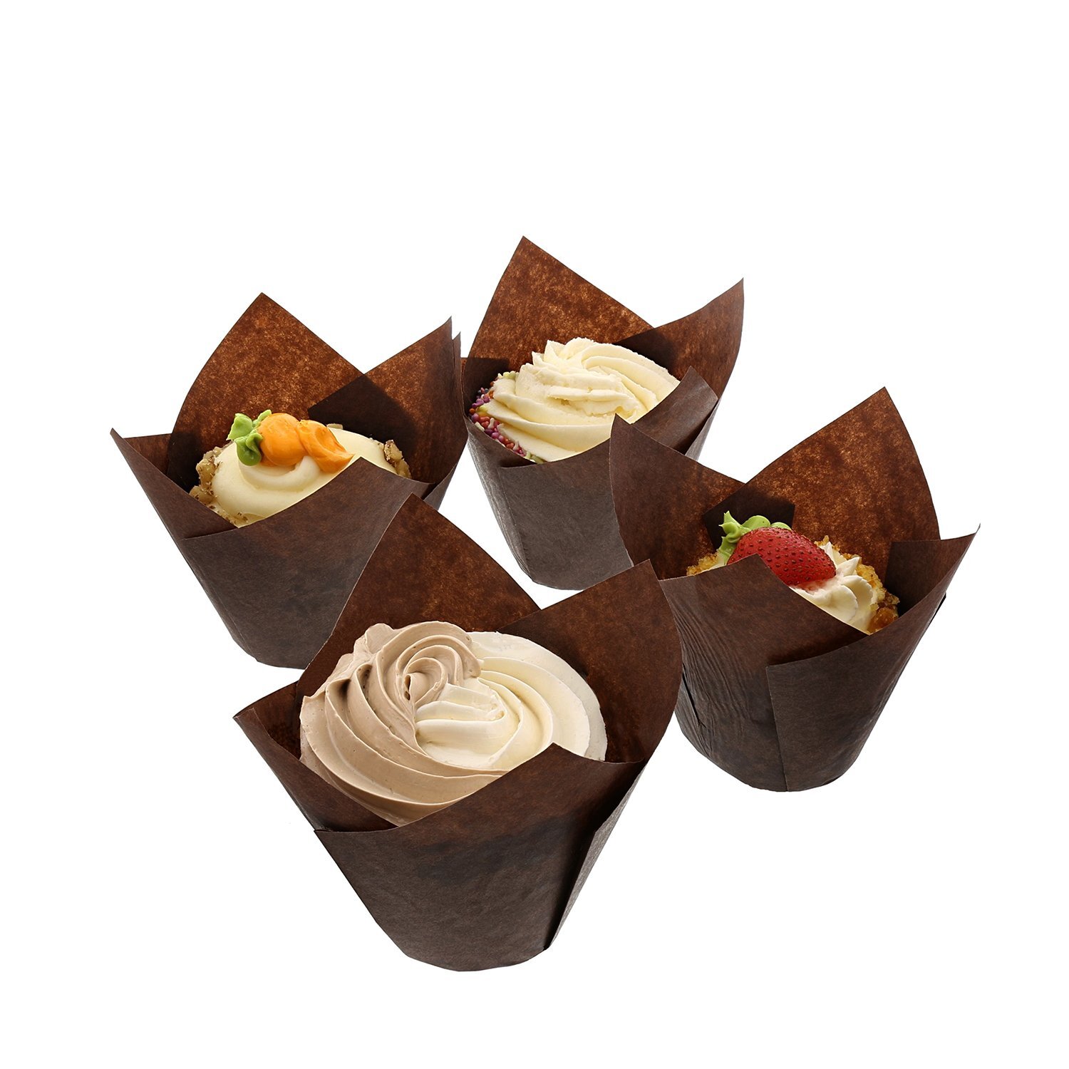 Royal Brown Tulip Style Baking Cups, Large, Sleeve of 200, Made of ...