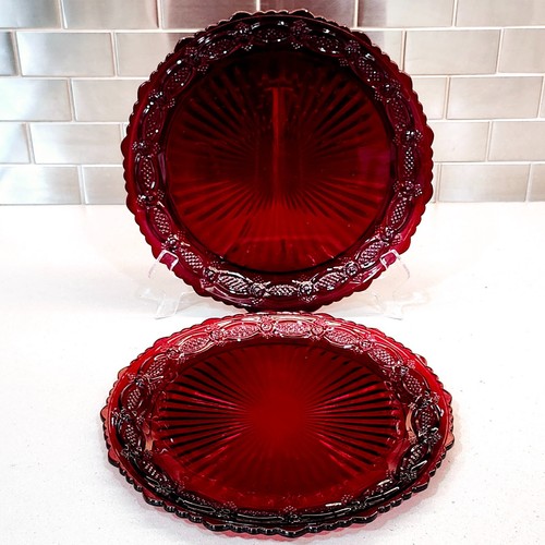 Vintage Avon Cape Cod Ruby Red Glass 10.5” Dinner Plate Lot of 2 | eBay