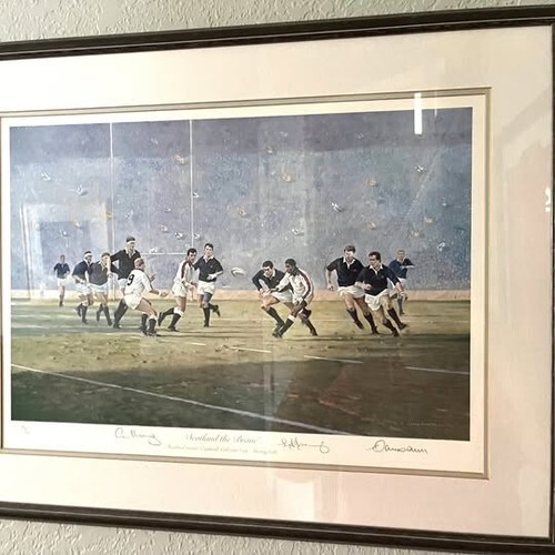 CALCUTTA CUP RUGBY PRINT SCOTLAND THE BRAVE SIGNED BY THE HASTINGS LTD ...