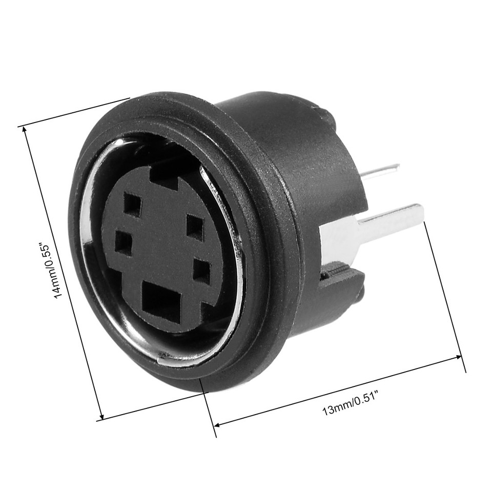 S-video PCB Mount 4 Pin Din Socket Audio Video Connector Black MDC-4-04 ...