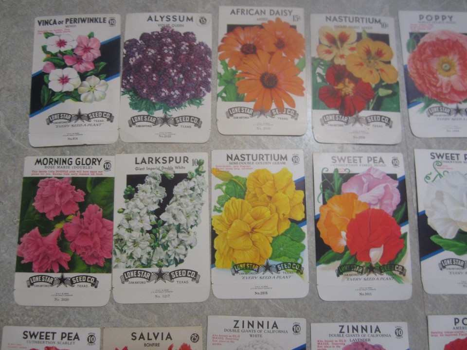 Lot of 28 Old Vintage 1950's - FLOWER SEED PACKETS - Lone Star - EMPTY ...