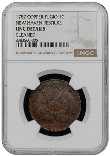 1787 Copper Fugio 1C New Haven Restrike NGC Unc | eBay