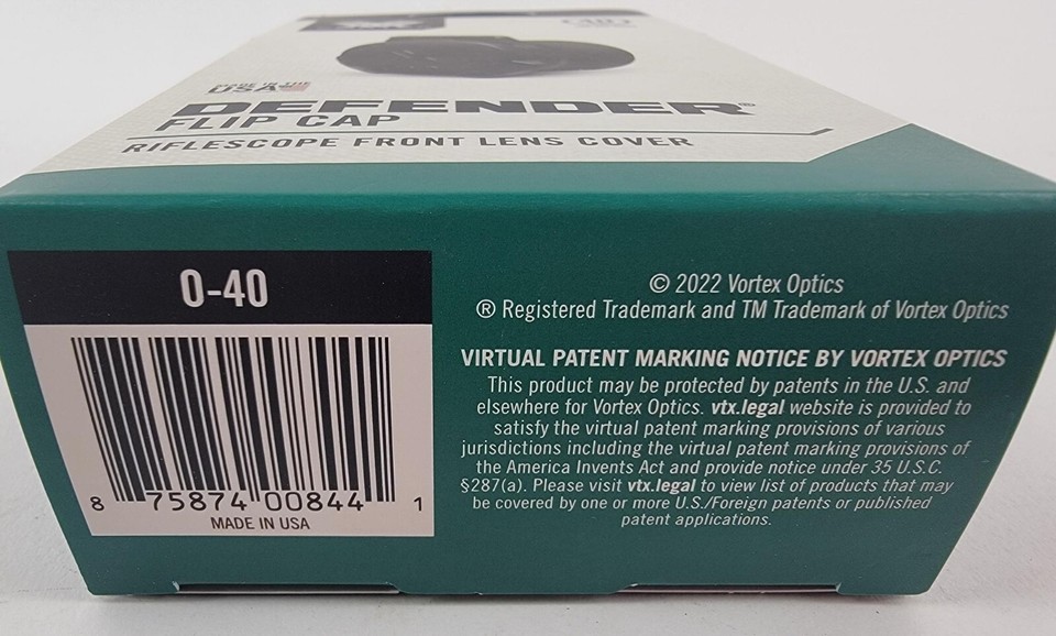 Vortex Optics DEFENDER® FLIP CAP Front Lens Cover OBJECTIVE 0-40 SKU ...