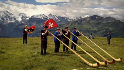 ALPHORN ALPENHORN PLAYER ALPINE HORN GLOSSY POSTER PICTURE PHOTO PRINT ...
