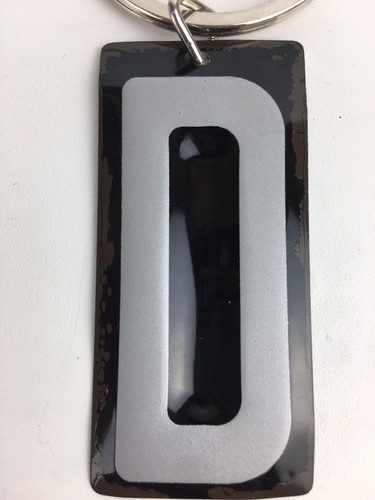 Letter D Keychain Metal Rectangle Black Silver Colored | eBay