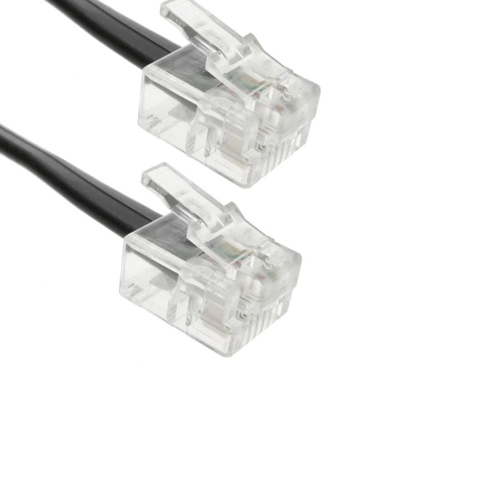 Black 7ft Telephone Modular Line Cord Phone Cable Extension Wire RJ11 ...