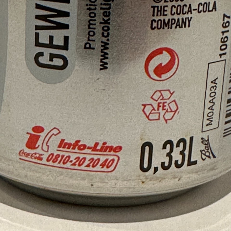 Vtg COCA-COLA Coke Light Can GERMANY soda pop soft drink .33L 2005 ...