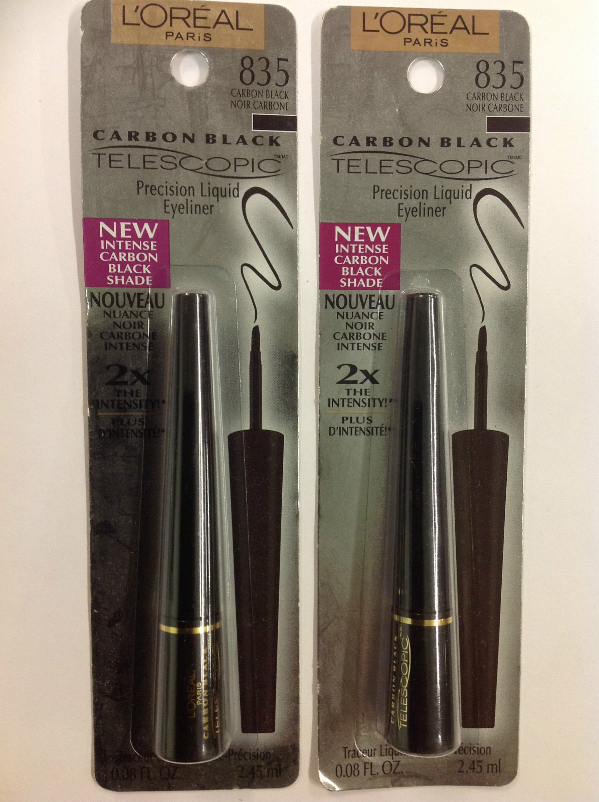 2 X Loreal Carbon Black Telescopic Precision Liquid Eyeliner Carbon