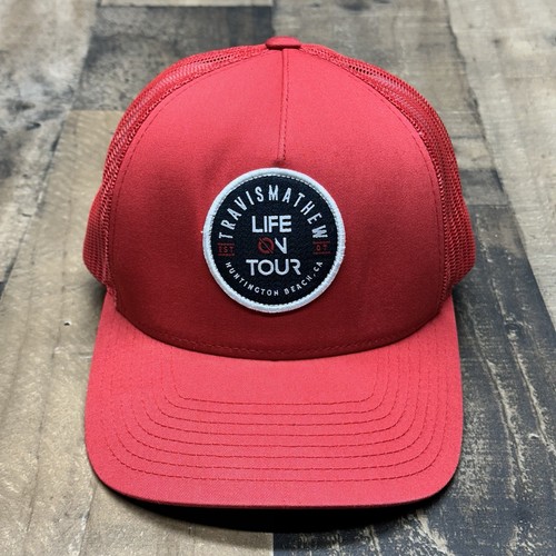 Travis Mathew Patch Mesh Snapback FlexFit Hat Golf Red Life On Tour Cap ...
