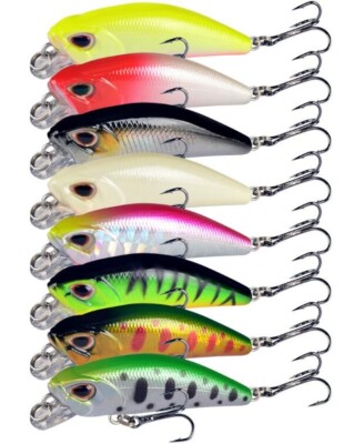 8PCS Sinking Minnow Fishing Lures Crankbait 3.5g/4.5cm Saltwater Hard ...