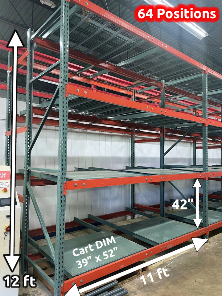 4 Levels - 2 Deep Push Back Pallet Racking - Interlake Warehouse ...