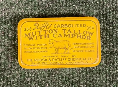 Mutton Tallow with Camphor, Yellow Vintage Tin, Roosa & Ratliff ...