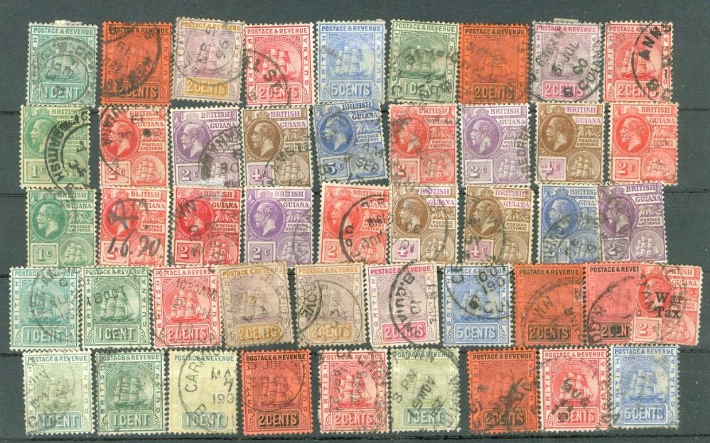 British Guiana Ship + KGV Group of 45 used stamp Lot#a7419 | eBay