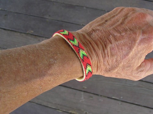 Navajo Indian Handmade Beaded Cuff Bracelet W/ Brass Inside 800+ Beads Mrs. John | eBay