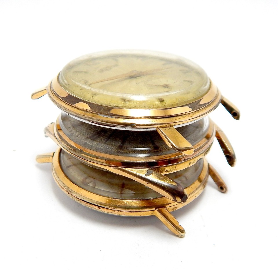 Vintage Watches Lot 3 Watches Hand Winding Men Gold Plated 1950c Need ...