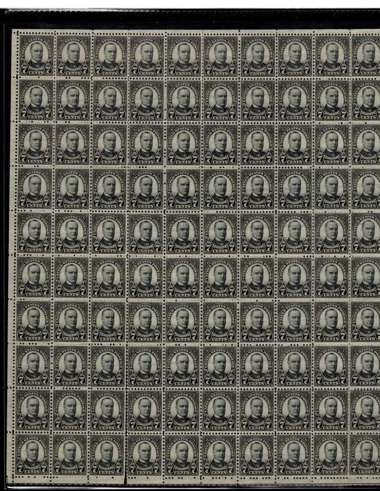 US SCOTT#639, 7C STAMP WILLIAM McKINLEY SHEET OF 100 MNH OG VERY RARE ...