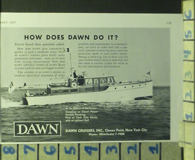 1937 DAWN CABIN CRUISER BOAT YACHT NAUTICAL WATERCRAFT BD41 | eBay