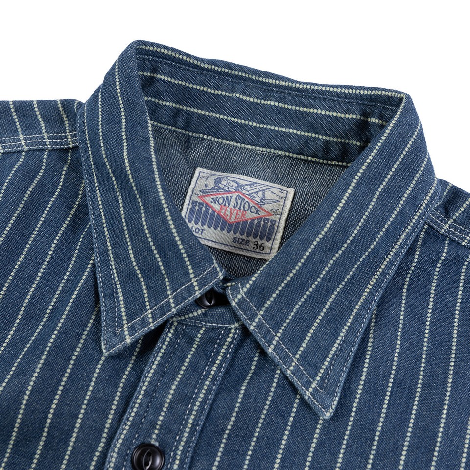 NON STOCK Vintage Stripe Men's Work Denim Railroad Long Sleeve Wabash ...