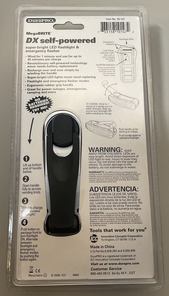 DuraPRO MegaBrite DX Self-powered LED Flashlight & Emergency Flasher | eBay