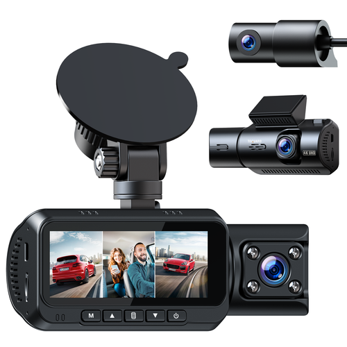 TOGUARD 3CH 4K 1080P GPS Dash Cam Car DVR Video Recorder Camera IR ...