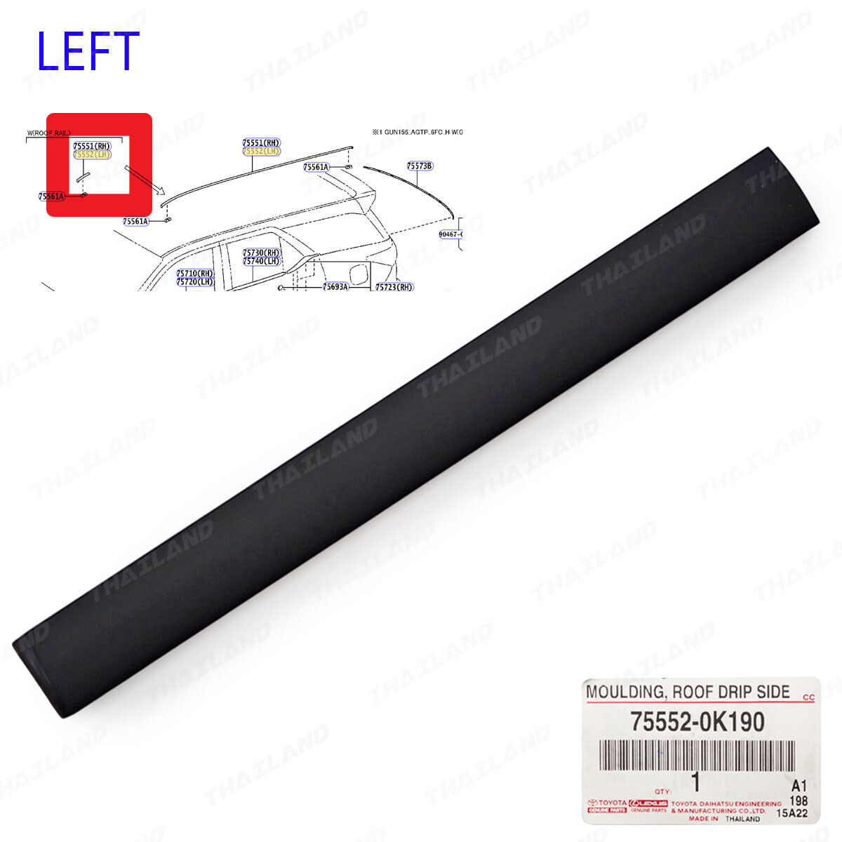 755520K190 Genuine Toyota Moulding Roof Drip 75552-0k190 for sale ...