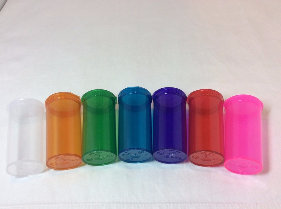 50 PC BLUE Squeeze Pop Top Stash Can Jar Tube Bottles 2.75" x 1.25 ...